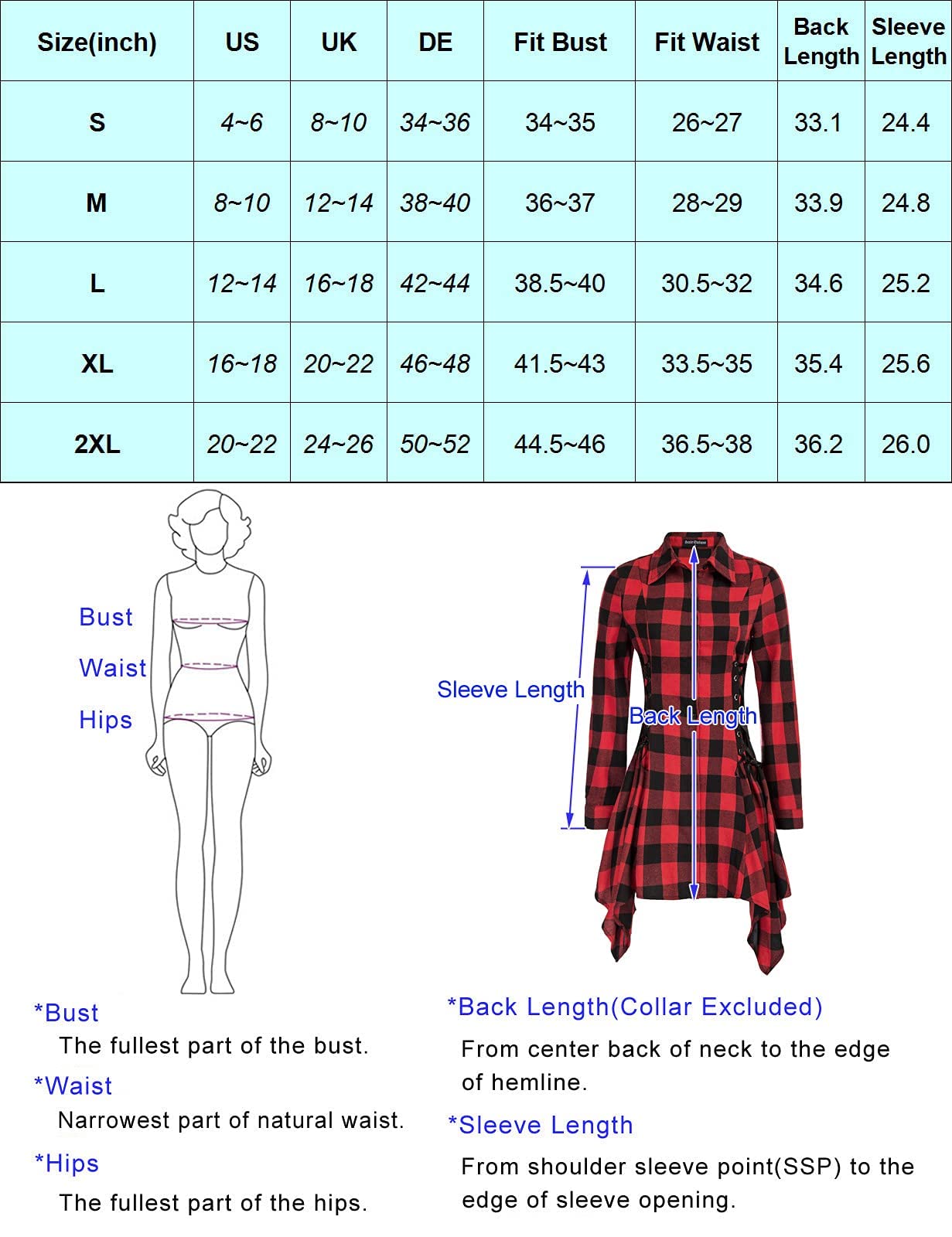 Women's Goth Punk Plaid Dress Handkerchief Hem Lapel Collar Dress Dark Green 2XL