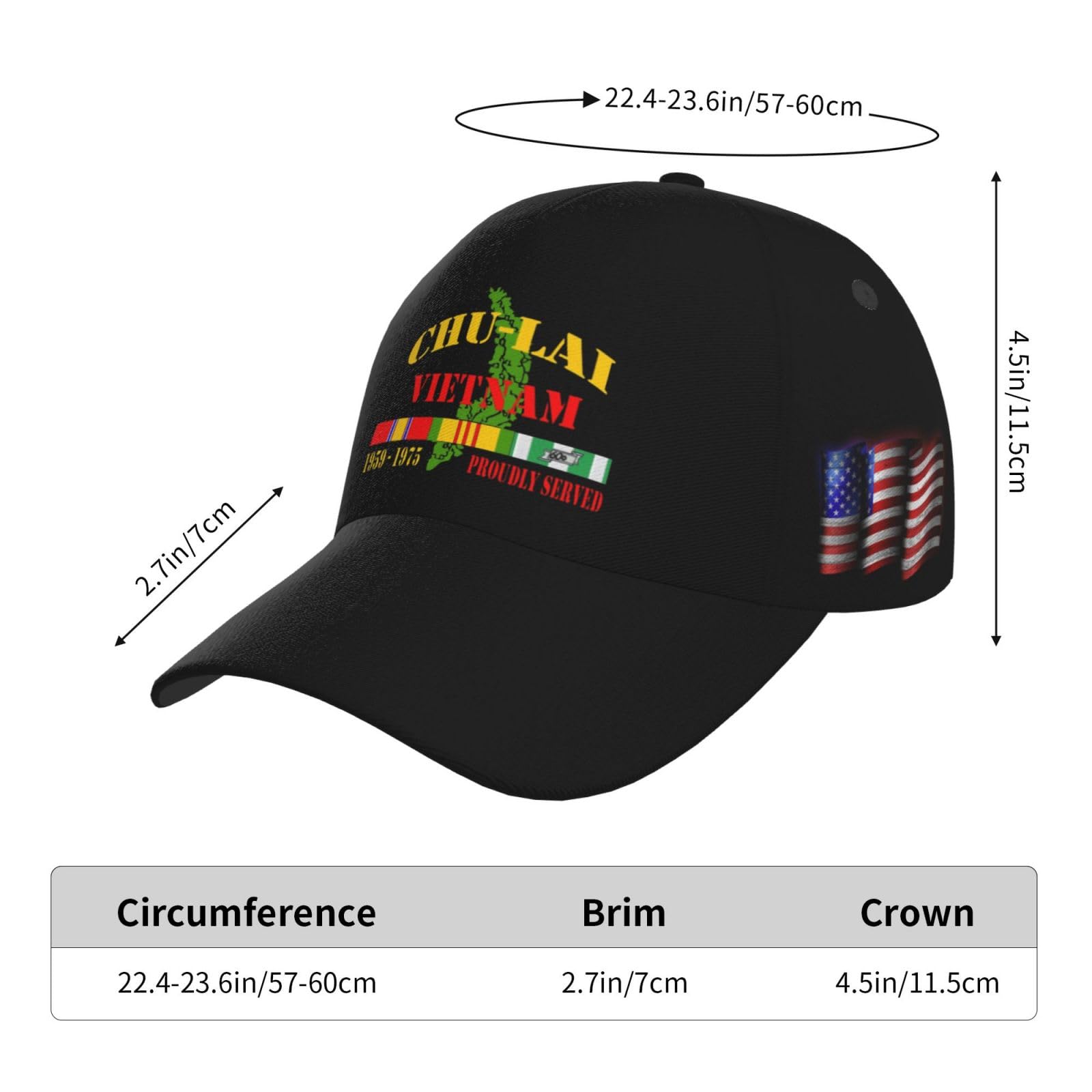 Tavos Vietnam Veteran Chu Lai Trucker Hat for Men - Baseball Snapback Cap American Flag