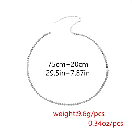 Simsly Boho Silver Waist Chain Sequins Body Chains Summer Beach Waist Jewelry for Women and Girls