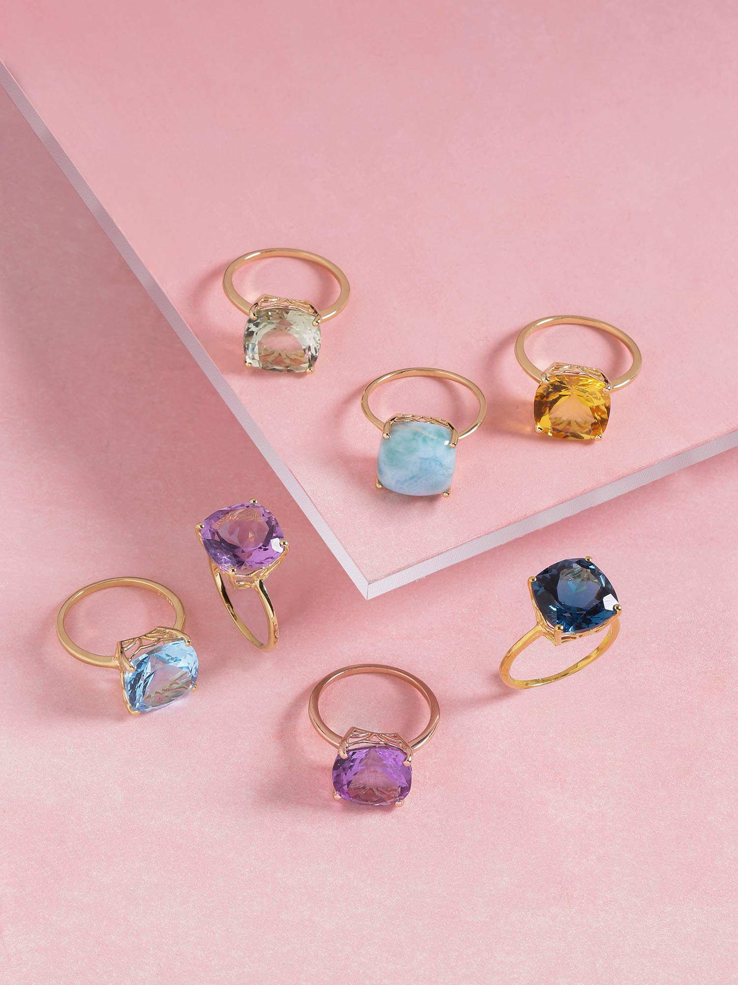 YoTreasure 7.50 ct. t.w London Blue Topaz Solitaire Chunky Ring 10kt Yellow Gold