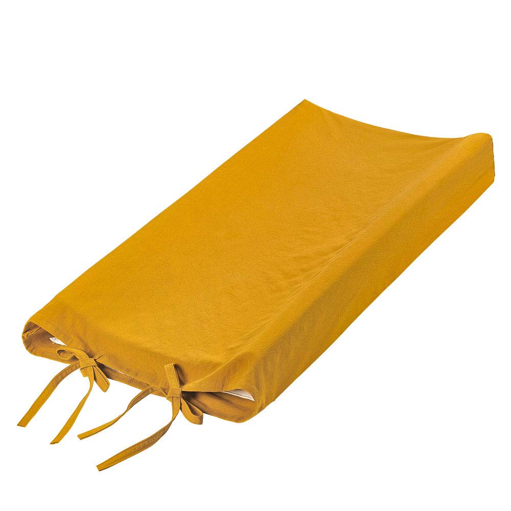 TANOFAR Linen Changing Table Pad Cover Baby Changing Pad Cover Yellow Changing Table Cover, Diaper Changing Pad Cover for Boy or Girl