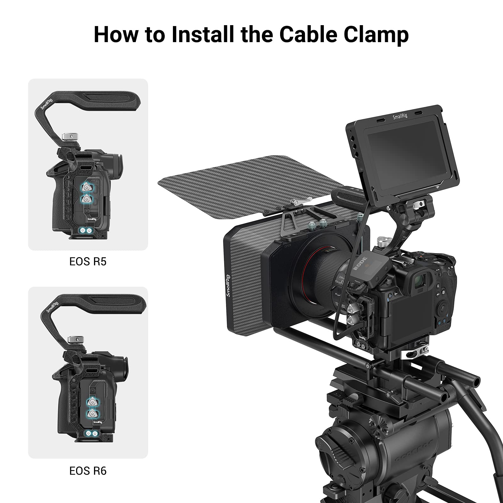 SmallRig R5 R5 C R6 Cage Kit for Canon EOS R5 R5 C R6 Mirrorless Camera with Top Handle and Dedicated Cable Clamp, Aluminum Alloy Cage for Canon EOS R5 R6 R5 C Camera