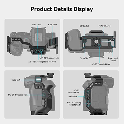 SmallRig R6 Mark II Camera Cage for Canon, Formfitting Video Making Camera Rig for Canon R6 Mark II, Built-in Dual NATO Rails, Quick Release Plate for Arca, Horizontal and Vertical Shooting - 4159