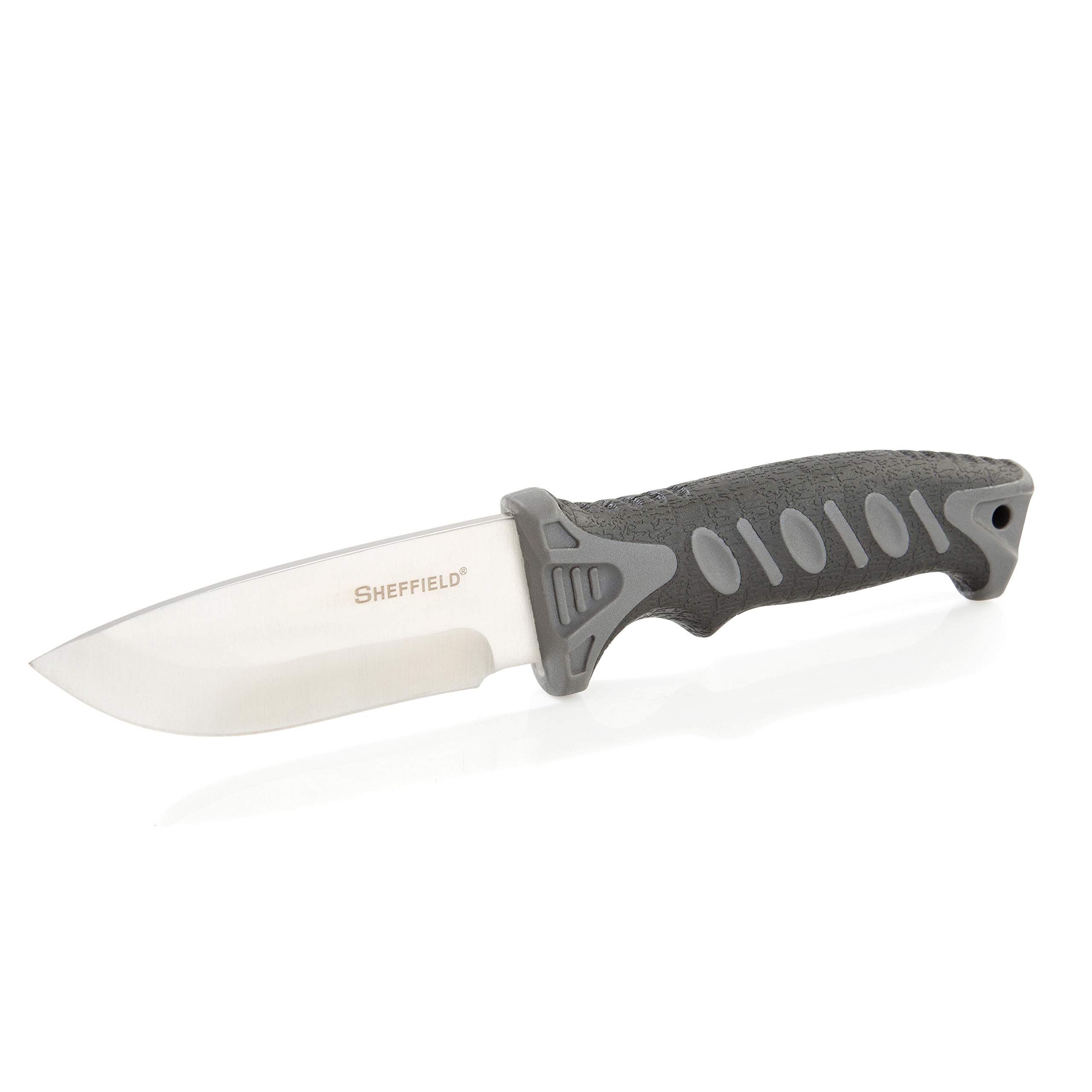 Sheffield 12186 Sitka 4 Inch Drop Point Fixed Blade Hunting Knife with Sheath, Full Tang Blade, Pocket Knife for Skinning, Self Defense, and More