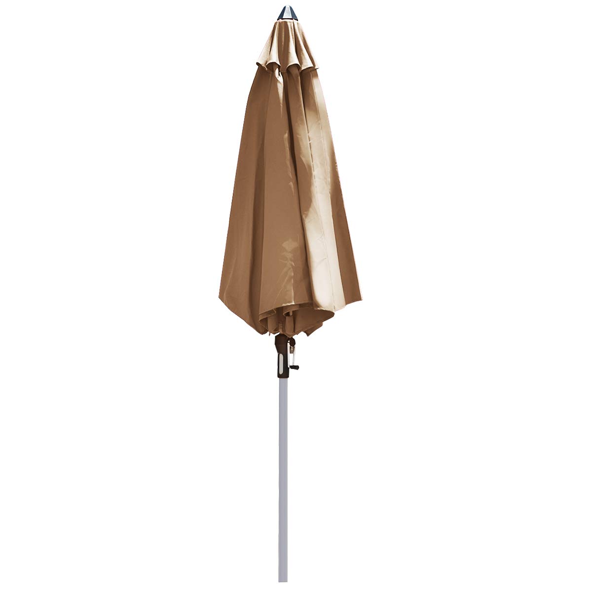 Tangkula 9 ft Patio Umbrella, Outdoor Market Table Umbrella with 1.5β Aluminum Pole, 8 Sturdy Ribs & Crank for Garden, Lawn, Deck, Backyard & Poolside (Beige)