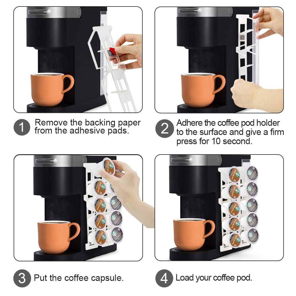 SUNGRACE Coffee Pod Holder for Keurig K Cup Pods, Side Mount K-cup Pod Storage Stands Rack, Perfect for Small Counters ( Transparent, 3 Pack for 15 K Cups)