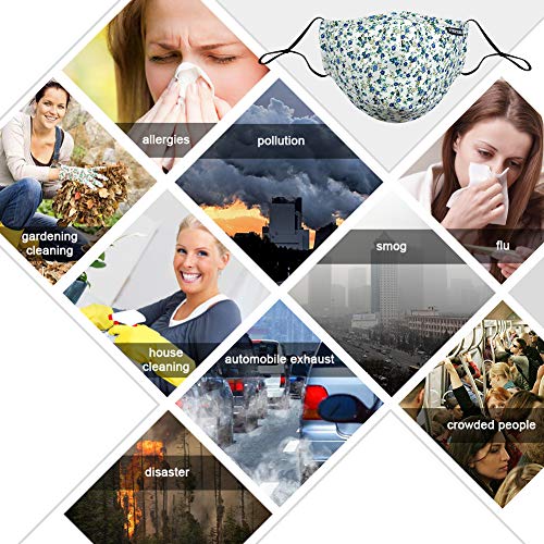 UTRIPSUNEW Face Masks for Women - Cotton Face Mask Washable Reusable Cloth Mask with 4 Filters Adjustable Ear Loops & Nose Wire