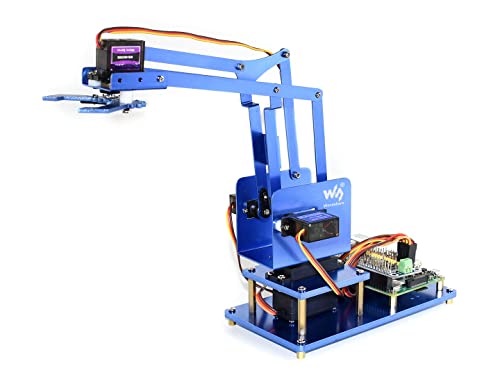 waveshare 4-DOF Metal Robot Arm Kit for Raspberry Pi Zero/Zero W/Zero WH/2B/3B/3B+ with Large Torque Force Smooth Moving and WiFi Remote Control…