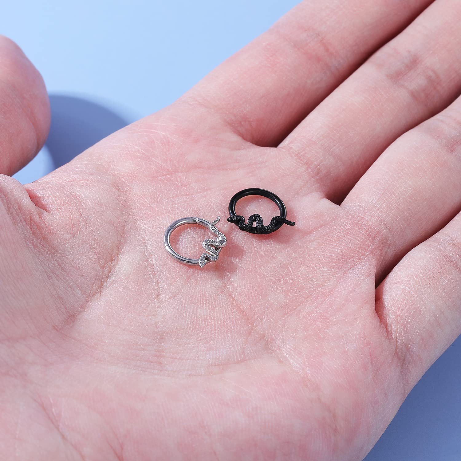 ZS CZ Vampire Bat Halloween Septum Clicker Rings, Snake Bee Hinged Segment Rings, Daith Earrings Helix Tragus Cartilage Piercing Jewelry (Bee:8mm)