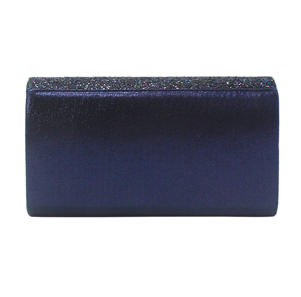 ZIUMUDY Women's Sparkle Evening Bags Envelope Clutches Shoulder Chain Handbag Bridal Wedding Purse (Navy Blue)