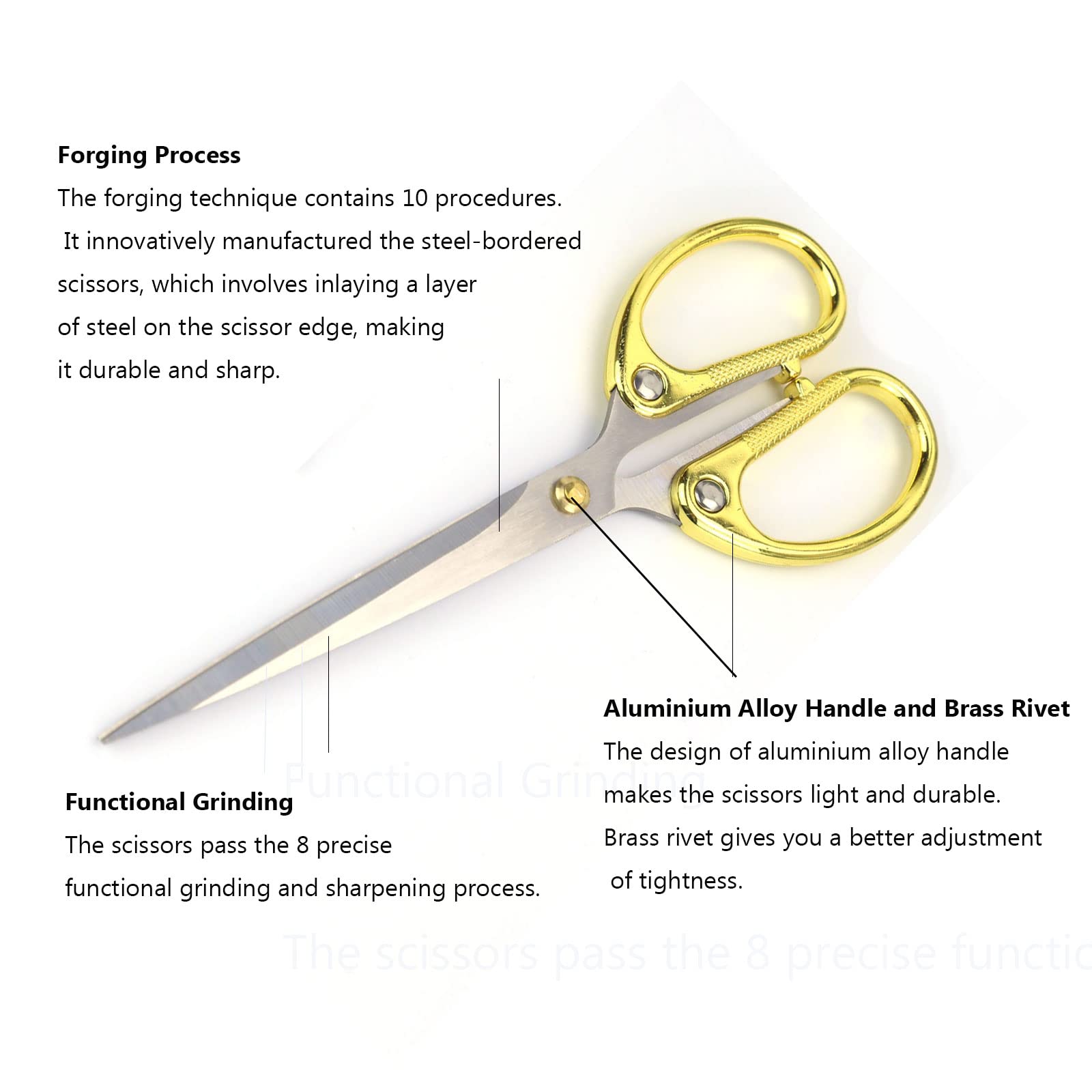 SMAROICE 2-Pack (6.2" & 5.4")Gold Scissors for Office Stainless Steel Office Scissors for desk, Multipurpose Scissors for Home Office School