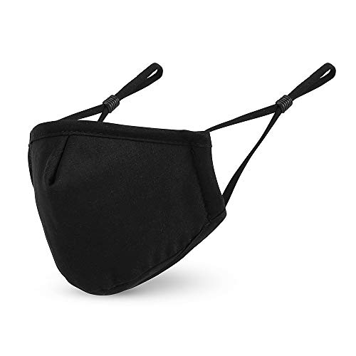 VINMEN 5 Pcs Kids Reusable Breathable Face Mouth Cotton Cloth Fabric Protect Child Children Washable Comfortable Safety for Dust Protection (black)