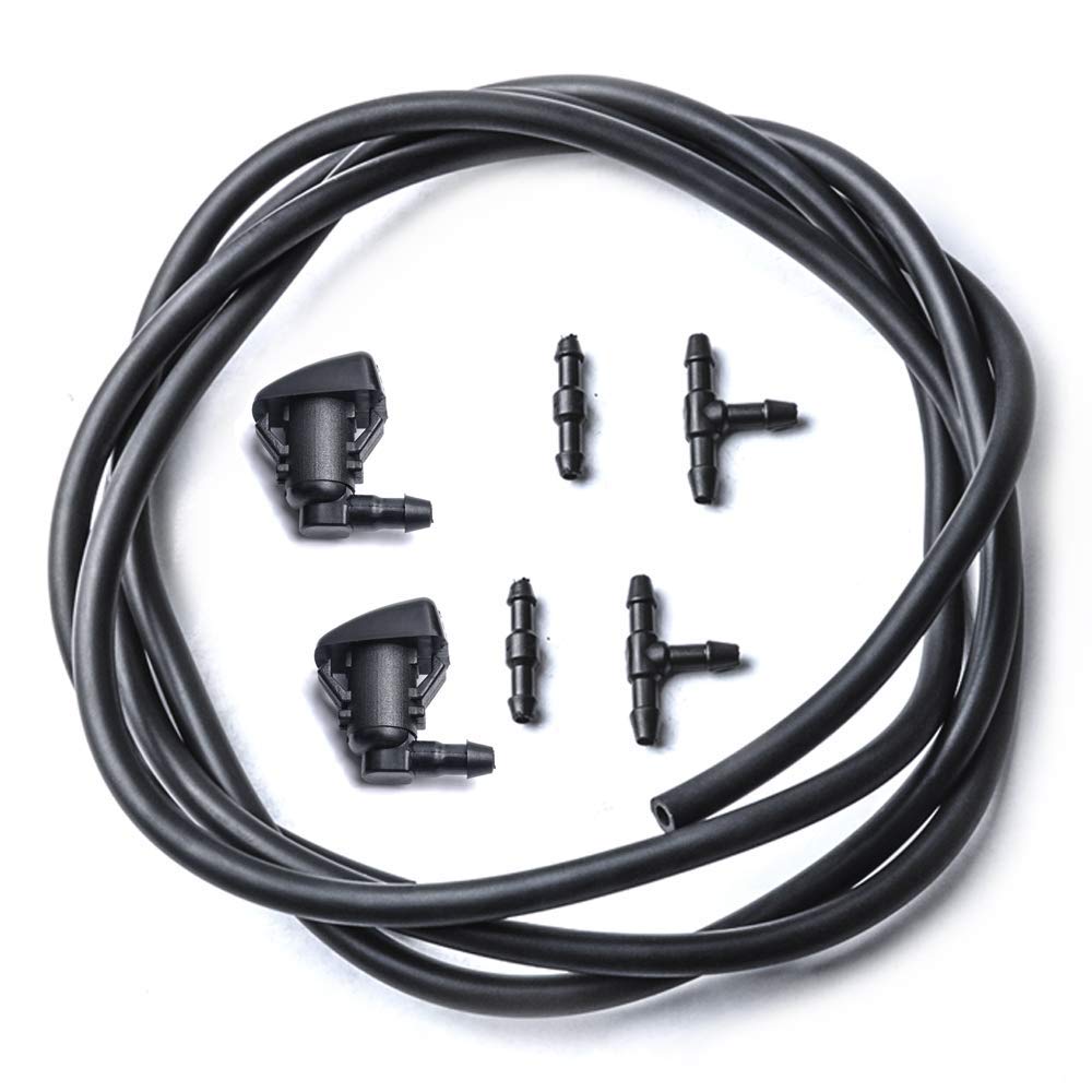 Think Auto Replacement for Windshield Washer Nozzle for 07-11 Ford Edge, 08-11 Ford Focus, 07-10 Lincoln MKX - and 2 Meters Fluid Hose with 4 Pcs Connector, Replace OEM # 8S4Z17603AA