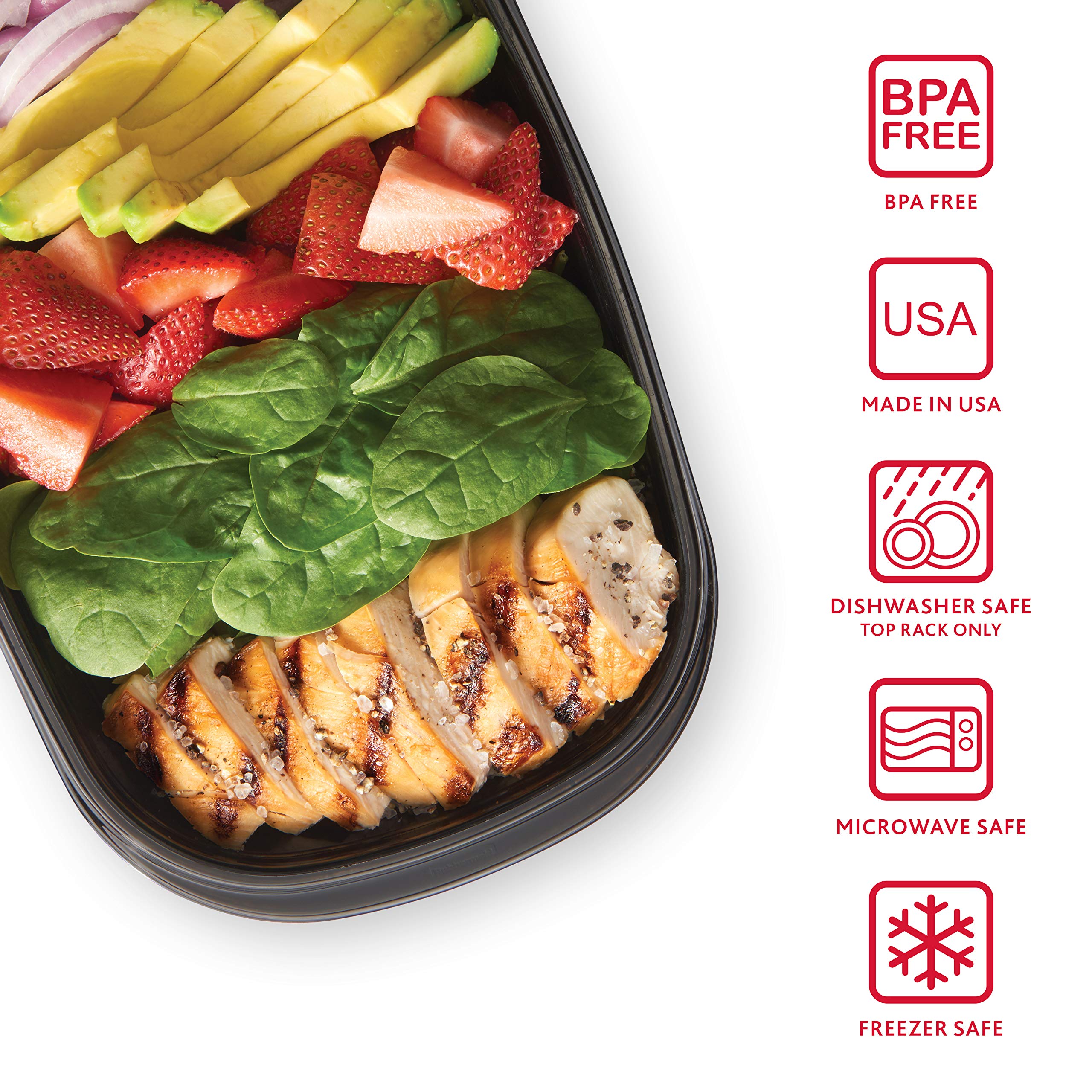 Rubbermaid TakeAlongs Food Storage Containers, Set of 22 (44 Pieces Total) | for Meal Prep, Lunch for Adults & Kids | Reusable & Stackable, 4-Cup, 22-Pack, Black