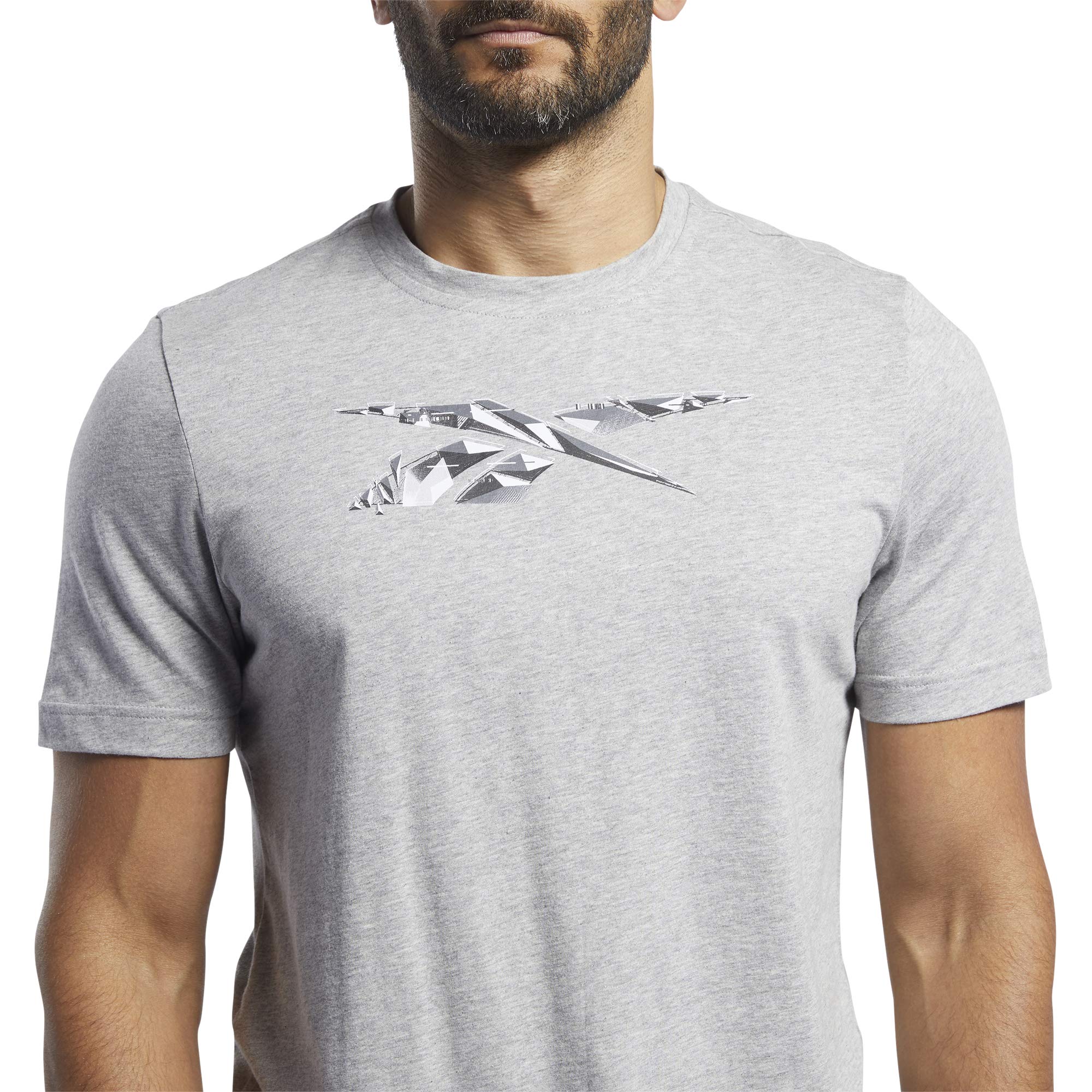 Reebok Training Supply Cotton Graphic Tee, Medium Grey Heather, S