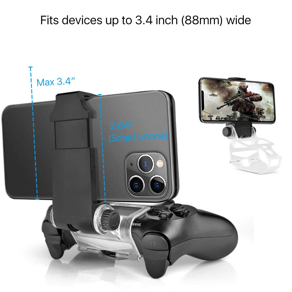 TNP Controller Phone Clip Holder Clamp Mount Bracket for Sony PlayStation 4 Dual Shock Wireless Controller [PlayStation 4] for iPhone 11 Pro, 11 Pro Max, 11, Xs, Xs Max, X, 8 Plus, 8, 7
