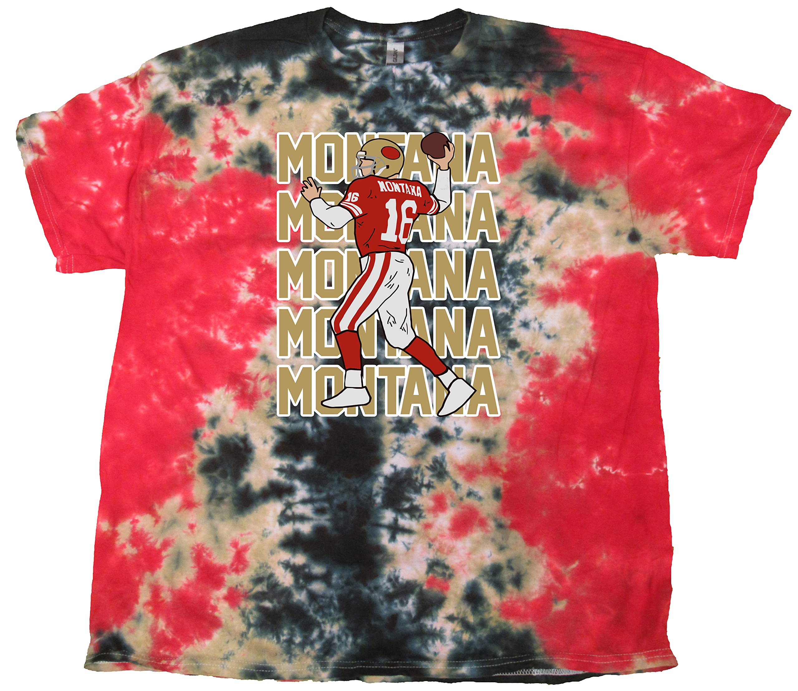 TIE DYE 49ers Montana Text Pic T-Shirt Adult Large