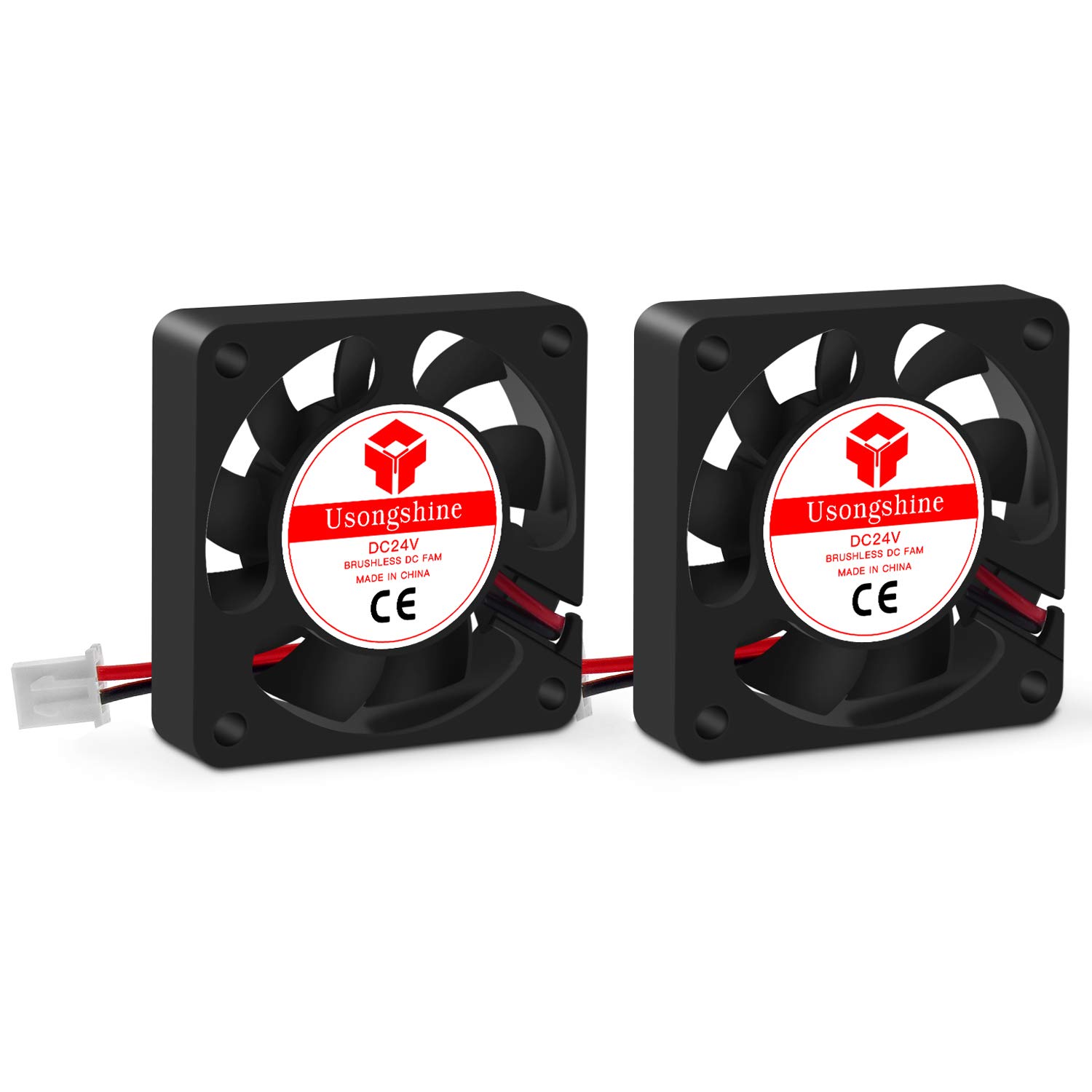 Usongshine 3D Printer Cooling Fan 40 x 40 x10mm 4010 DC 24V Cooling Fan with 2Pin Wire, 2 Packs of Mounting Screws (24V Pack of 2)