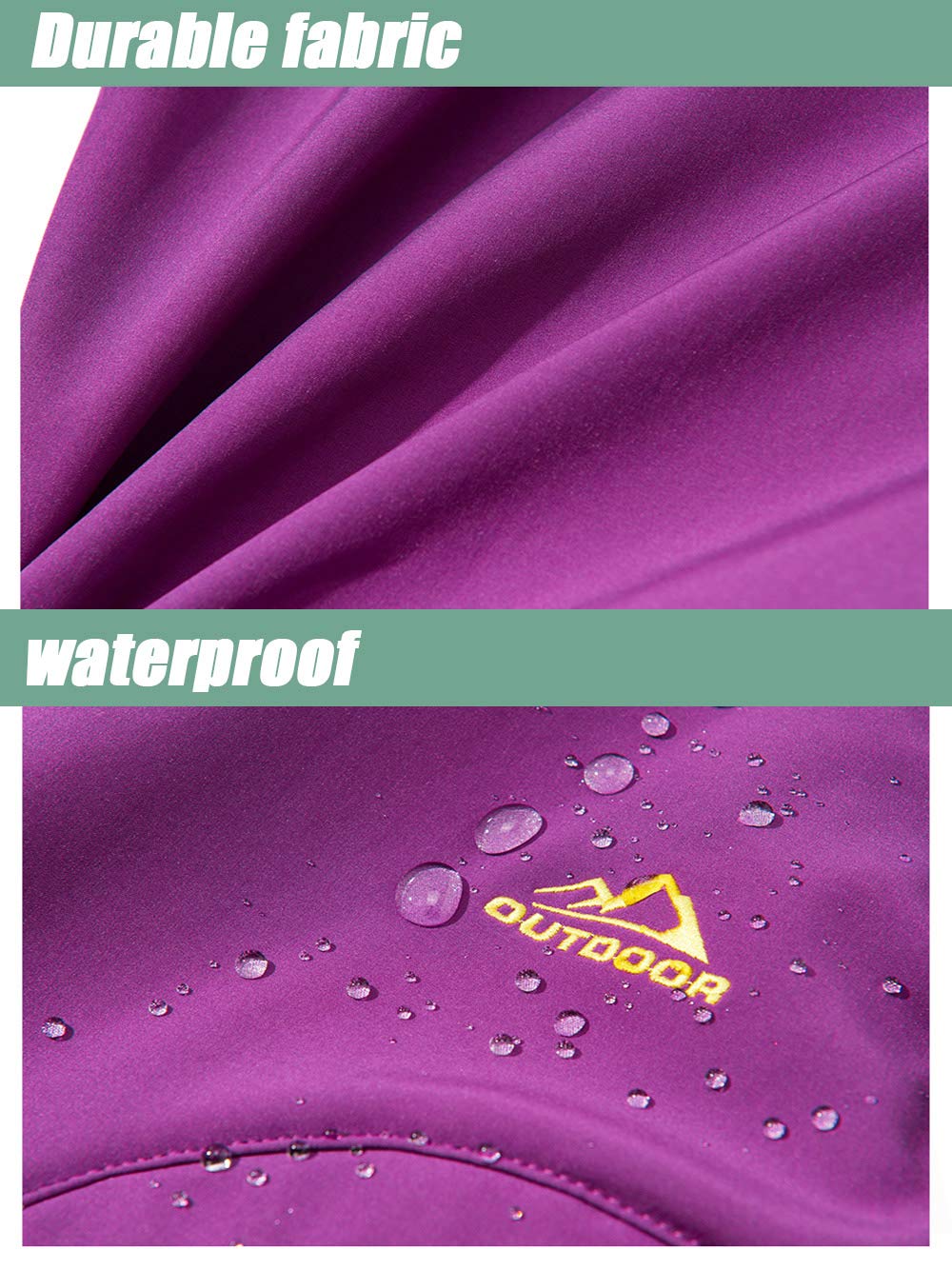 TACVASEN Women's Thicken Pants-Waterproof Snowboard Mountain Softshell Pants, Purple, 30