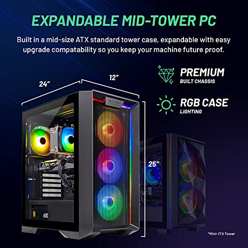 Skytech Gaming Nebula Gaming PC Desktop β AMD Ryzen 5 5600X 3.7 GHz, NVIDIA RTX 4070, 1TB NVME SSD, 16GB DDR4 RAM 3200, 600W Gold PSU, 11AC Wi-Fi, Windows 11 Home 64-bit,Black