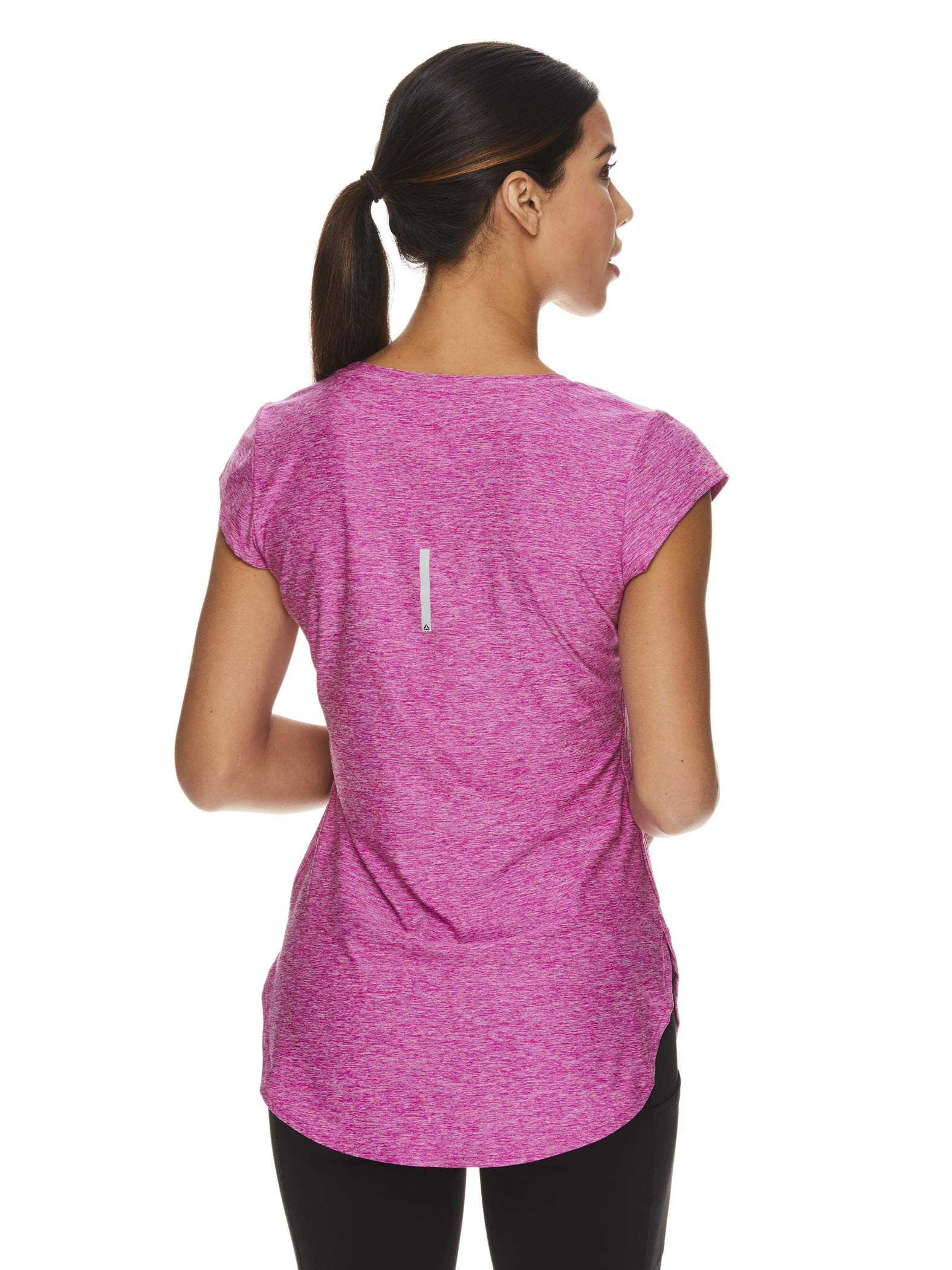 Reebok Women's Legend Running & Gym T-Shirt - Performance Short Sleeve Workout Clothes for Women - Fuchsia Shock Heather Legend Pink, Large