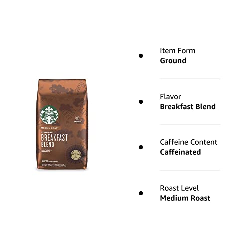 Starbucks Medium Roast Ground Coffee β Breakfast Blend β 100% Arabica β 1 bag (20 oz.) Great Holiday Gift