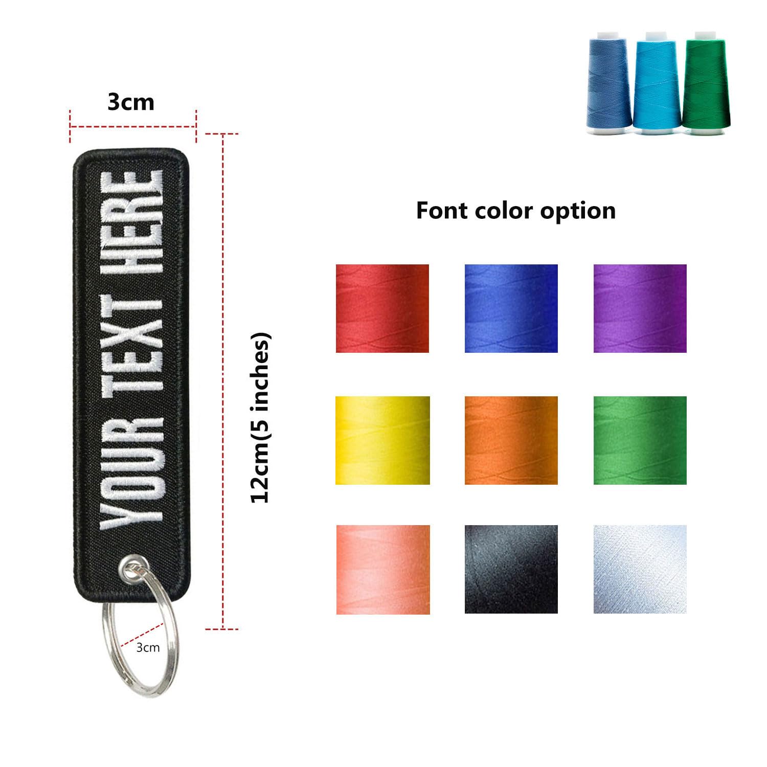 ssass Personalized Keychain, Custom Embroidery Double Sided Text Keyring, Unique Gift Keychain for Men/Women Motorcycle Scooter Car