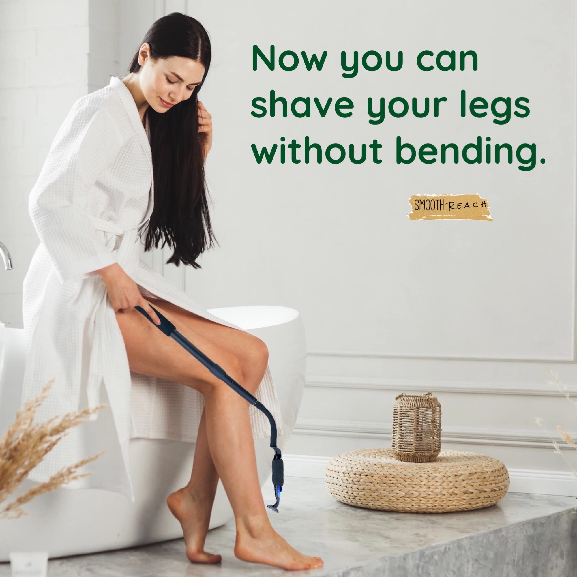 Smooth Reach Long Razor Extension Handle - Leg Hair Removal for Women β Razor Extender For Pregnant Women, Limited Mobility Shaving Tool - Back Shavers for Men - Works On All Blade Razors
