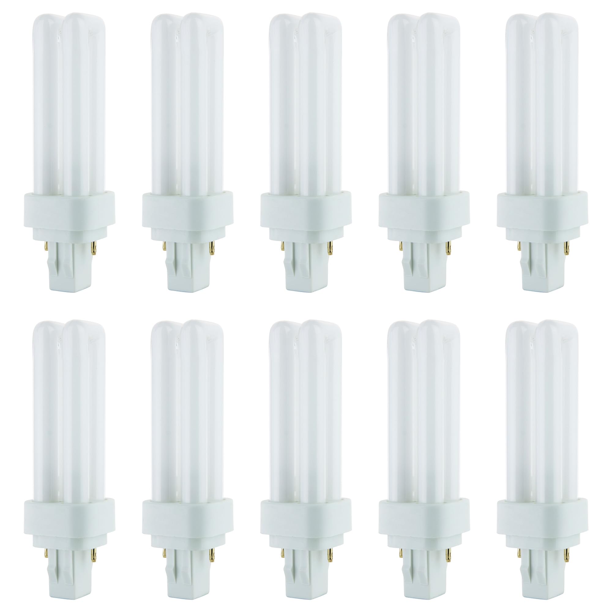 Sunlite 40543 PLD13/SP65K/10PK Double Twin Tube Compact Fluorescent Lamp, PLD 2-Pin, 13 Watts, 660 Lumens, 6500K Daylight, 2-Pin (GX23-2) Base, 10 Pack