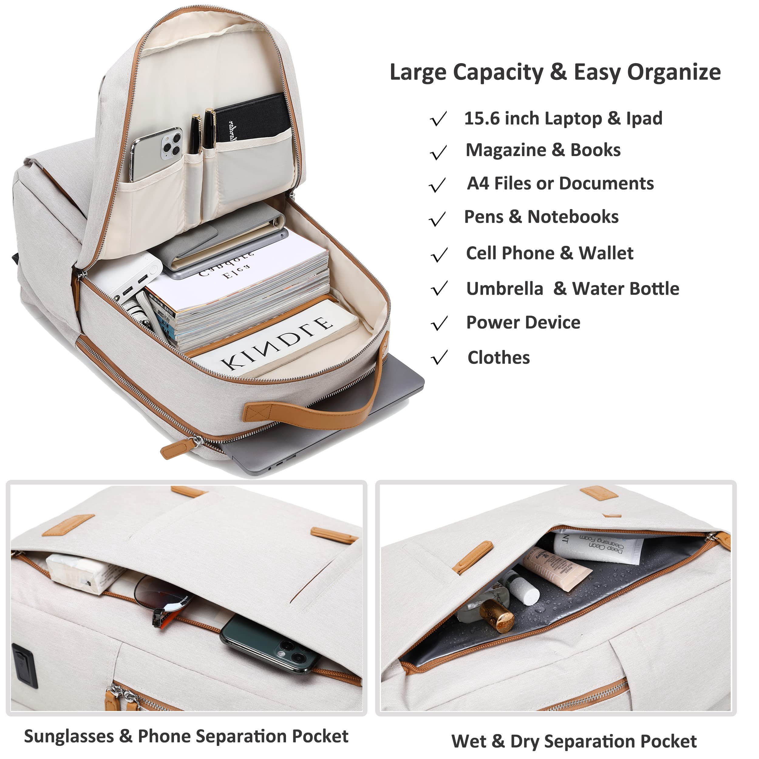 Smart Laptop Backpacks 15.6 inch for Women Men Business Travel