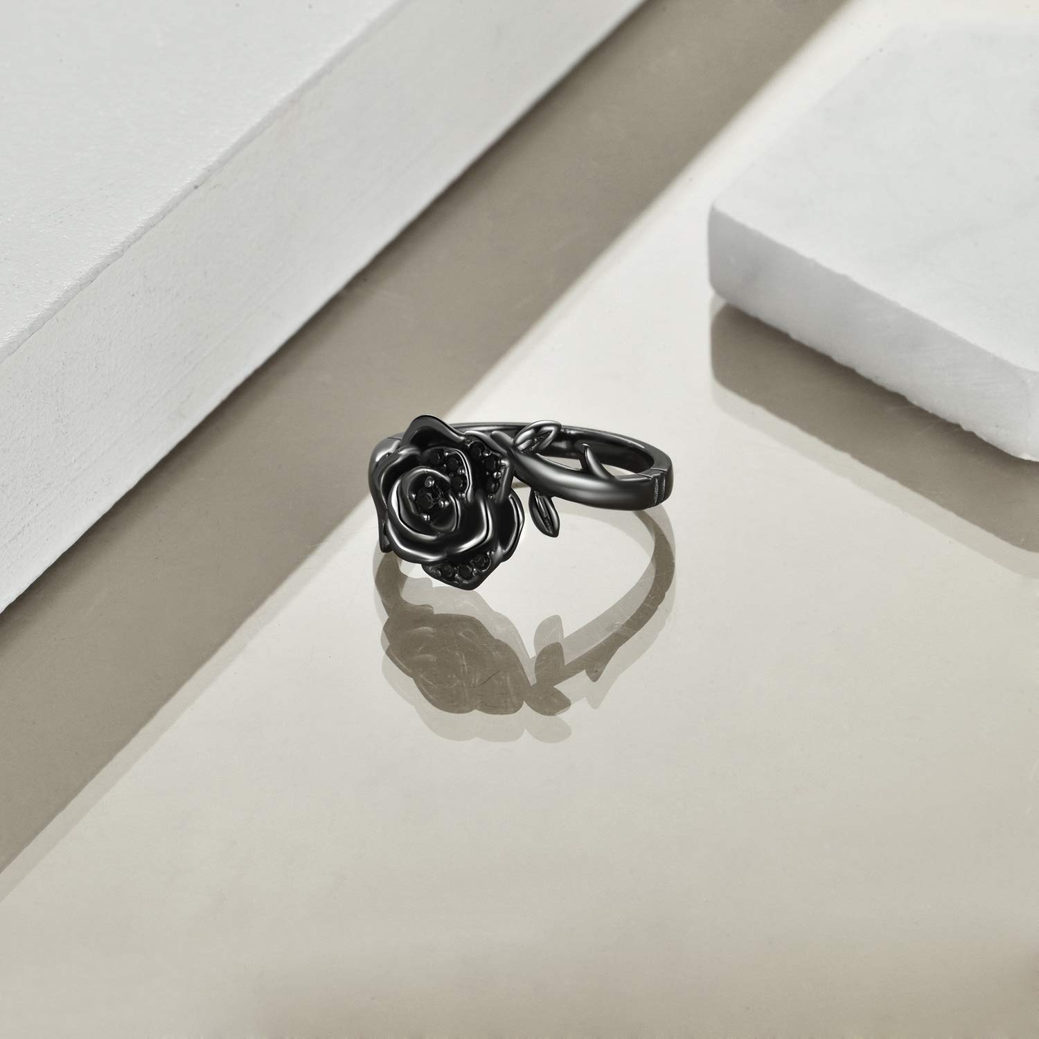 VENACOLY Rose Flower Ring for Women S925 Sterling Silver Thumb Ring Jewelry Gifts (9)