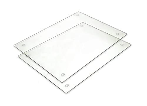 Tempered Glass Cutting Board – Long Lasting Clear Glass – Scratch Resistant, Heat Resistant, Shatter Resistant, Dishwasher Safe. (2 Large 12x16")