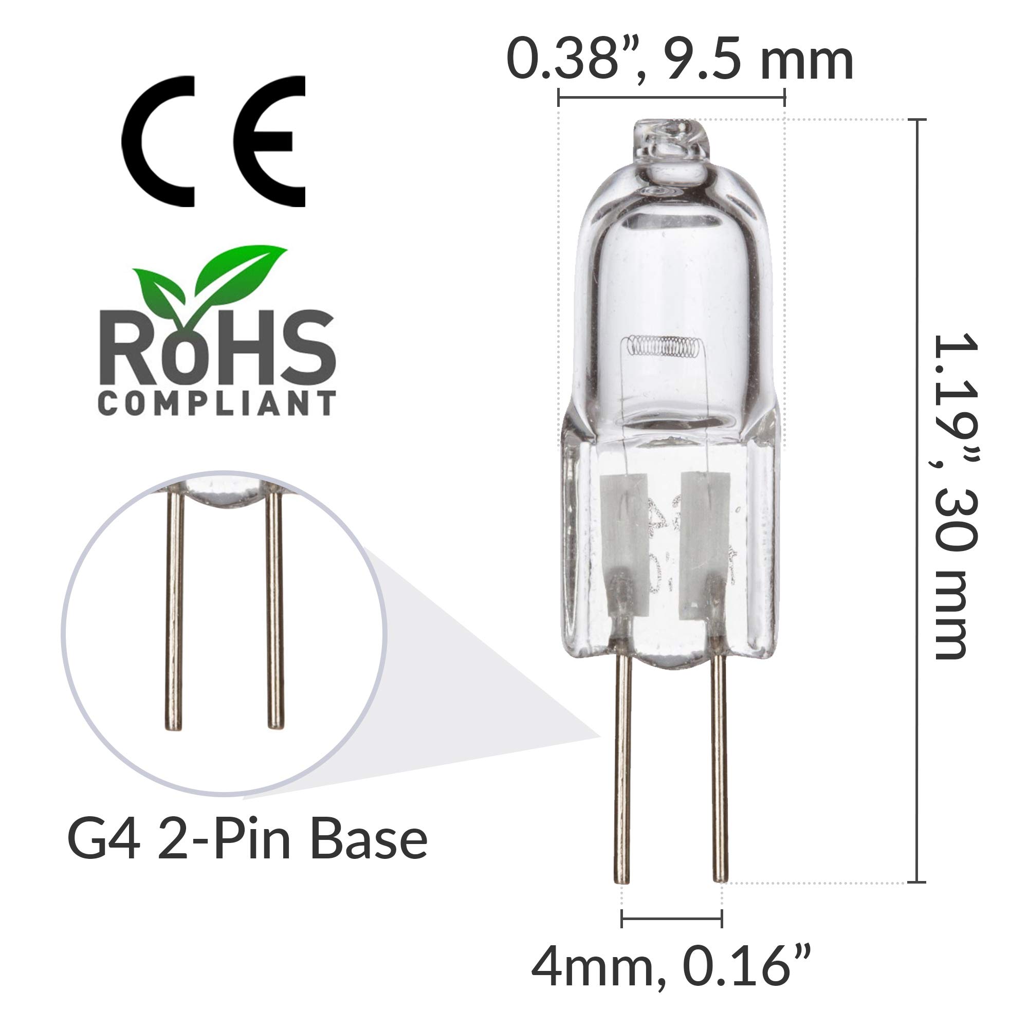 Simba Lighting Halogen G4 T3 20 Watt 280lm Bi-Pin Bulb (10 Pack) 12 Volt A/C or D/C for Accent Lights, Under Cabinet Puck Light, Chandeliers, Track Lighting, 20W 12V 2 Pin JC Warm White 2700K Dimmable