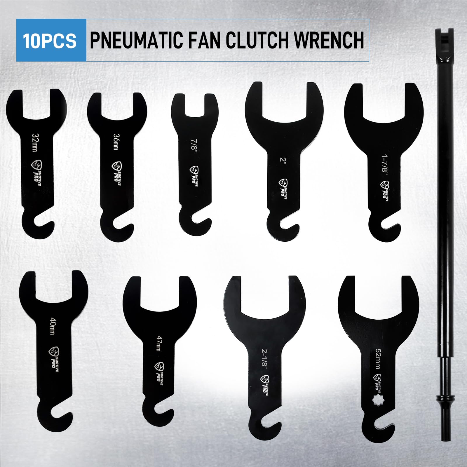 SMOTIVEPRO Pneumatic 8Pcs Fan Clutch Wrench Set - Quickly Removes & Installs Fan Clutch - Auto Repair Spanner Kit