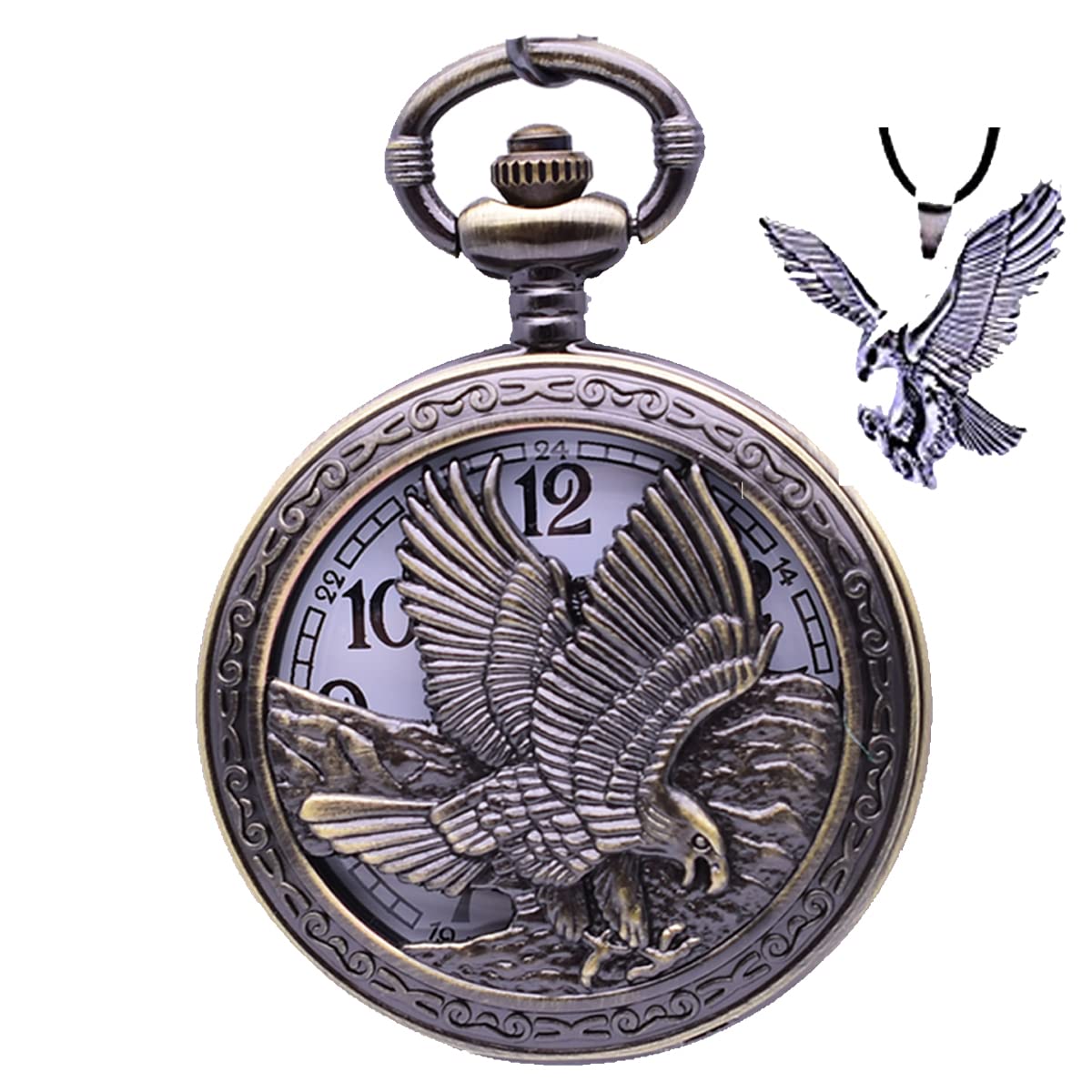 Udaney Eagle Gifts Pocket Watch with Chain Vintage Quartz Half Hunter American 2024 fashion
