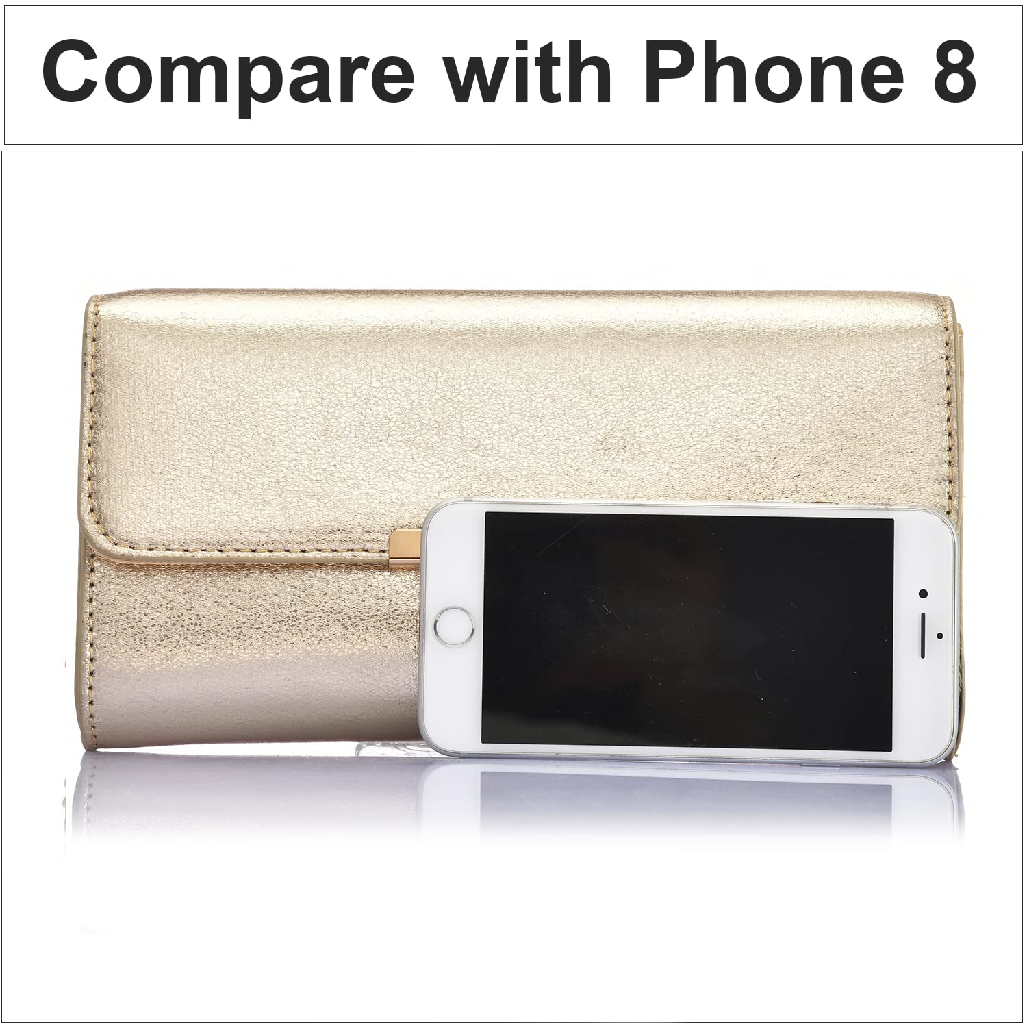 WOO Classic Clutch Bag for Evening Party Soft Metallic PU Elegant Shoulder Crossbody Purse Design for Formal Occasion (Gold)