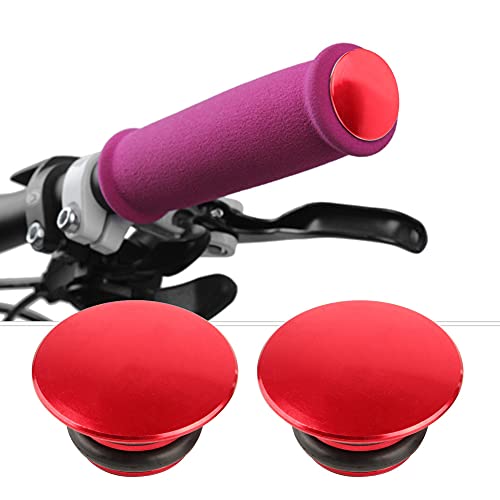 Uxsiya Handlebar End Plug, Bike Handle Aluminium Alloy Anodized 1 Pair with Rubber Snap for Mountain and Road Bikes(red)