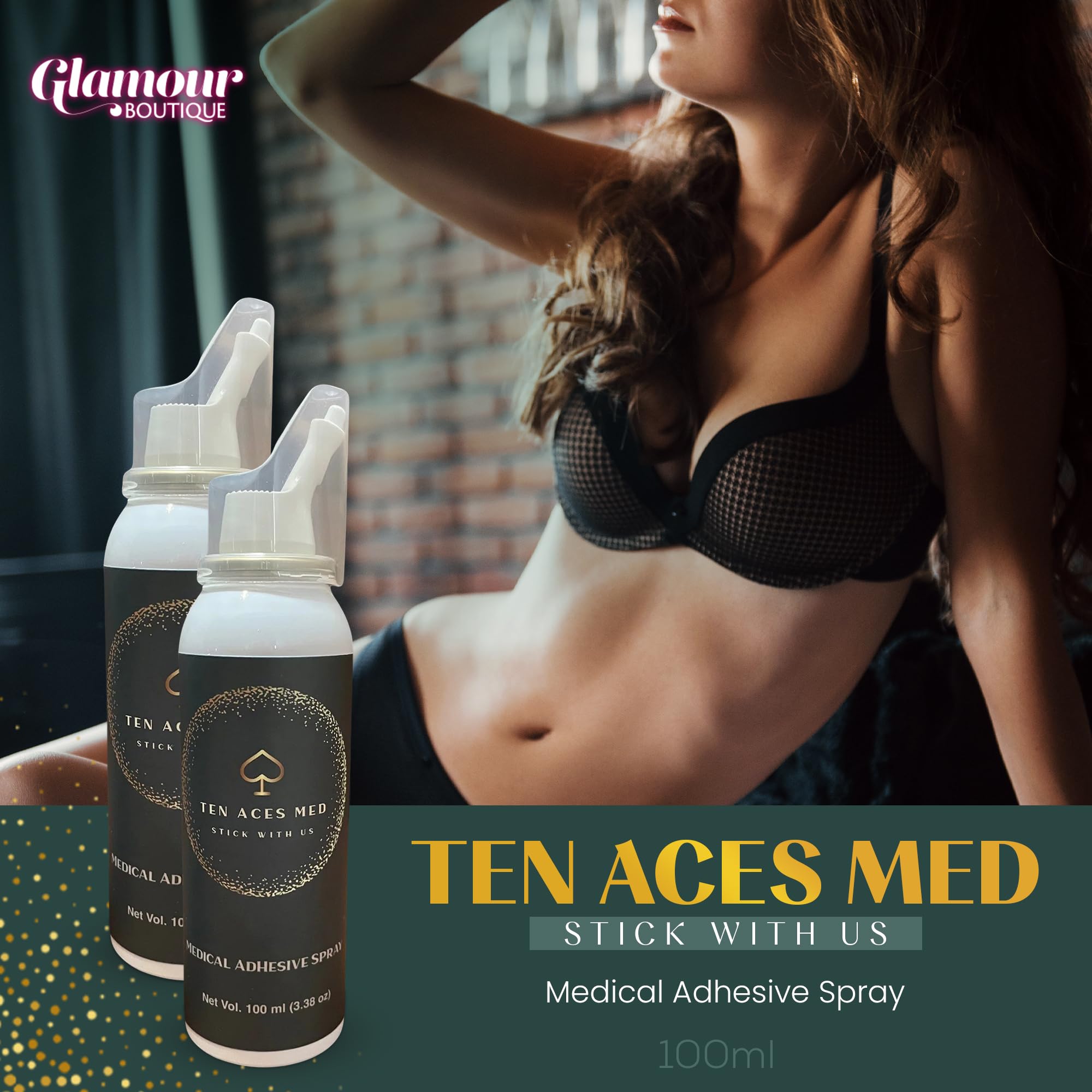 Ten Aces Secure and Reliable Silicone Breast Form Adhesive Spray Medical-Grade Skin Glue Strong Bonding and Breast Prosthesis Applicator (50 ml)