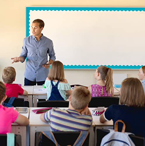 Teacher Created Resources Teal Scalloped Rolled Border Trim - 50ft - Decorate Bulletin Boards, Walls, Desks, Windows, Doors, Lockers, Schools, Classrooms, Homeschool & Offices