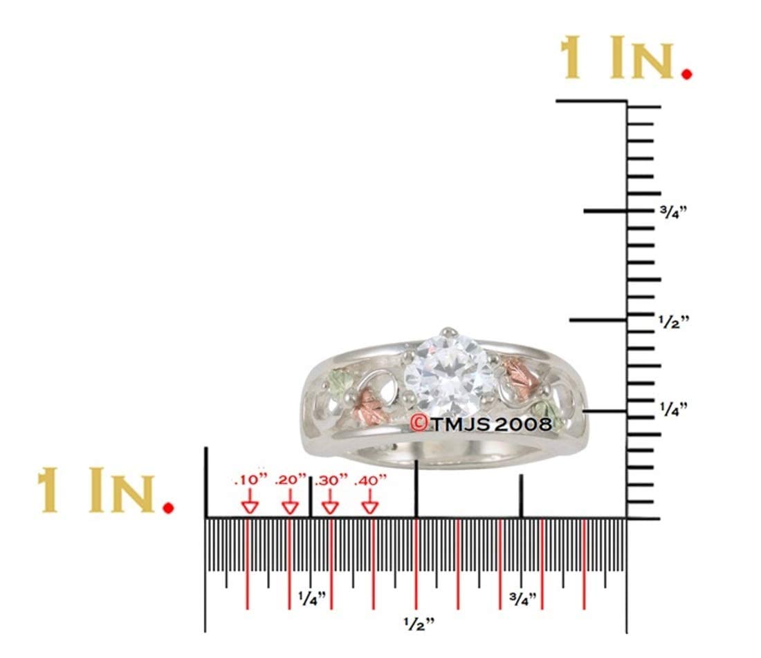 Round Cubic Zirconia Infinity Band, Sterling Silver, 12k Green and Rose Gold Black Hills Gold Size 7