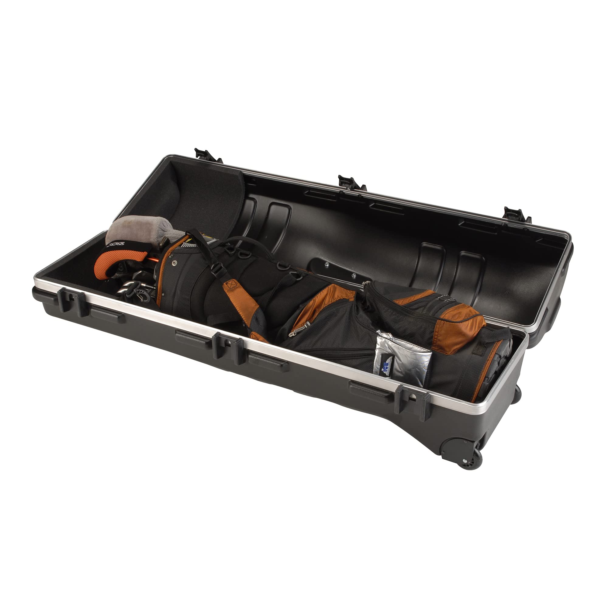 SKB Cases ATA Deluxe Standard Hard Plastic 49 In Long Interior Golf Bag Storage Traveling Case with Wheels and Reliable Secure Latches, Black