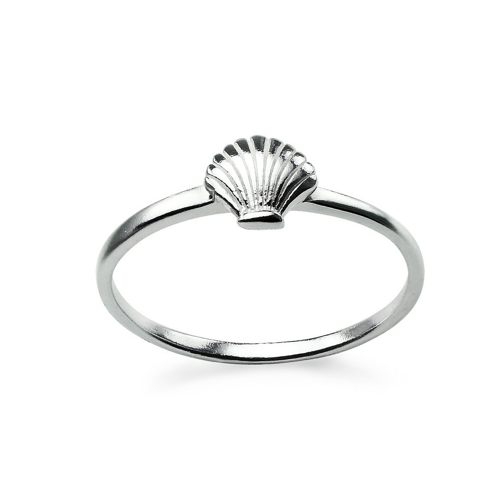 Sterling Silver Polished Seashell Band Ring Clam Scallop Beach Size 8 Women