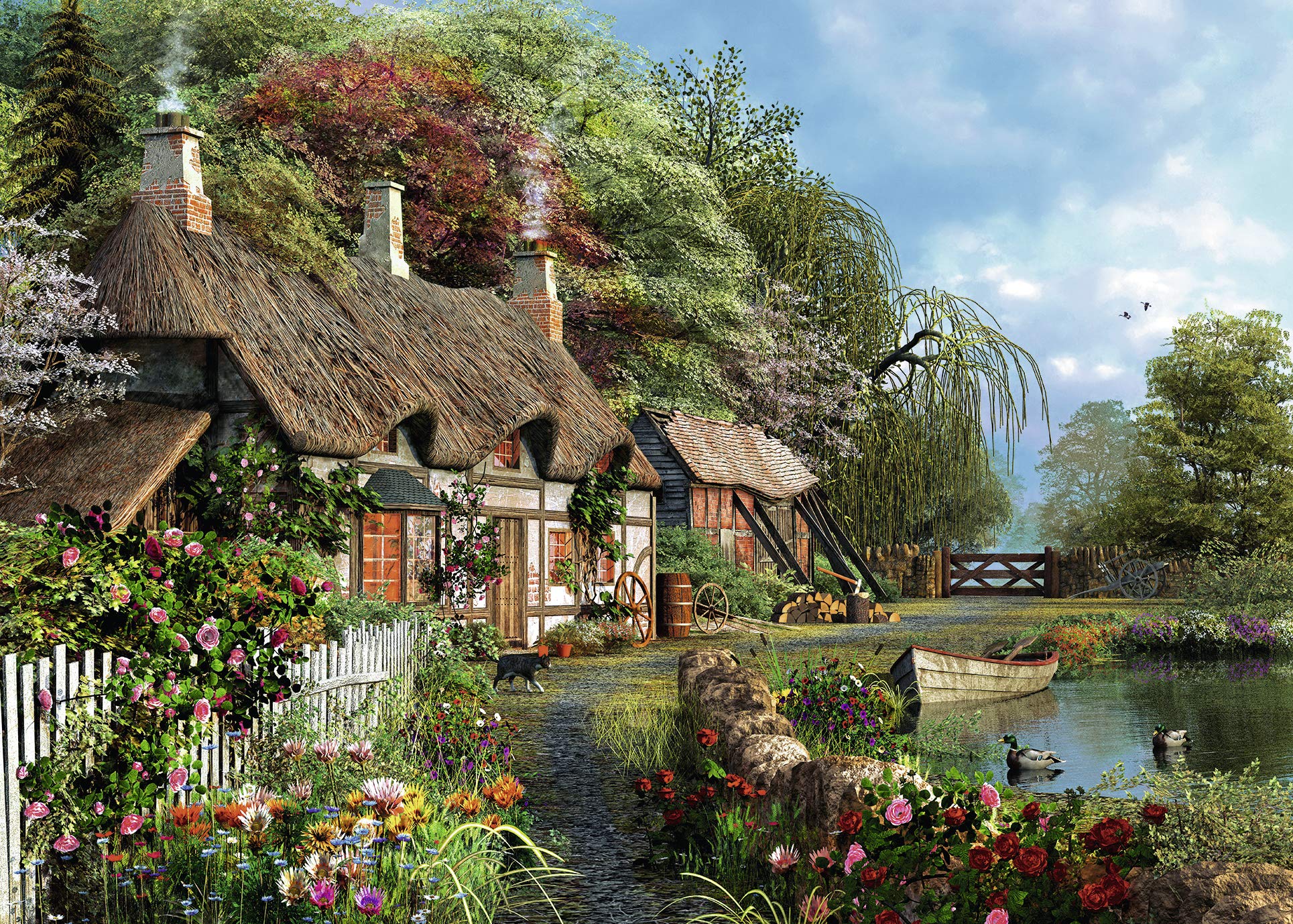 Ravensburger Cottage On A Lake Large Format 300 Piece Jigsaw Puzzle for Adults β Every Piece is Unique, Softclick Technology Means Pieces Fit Together Perfectly