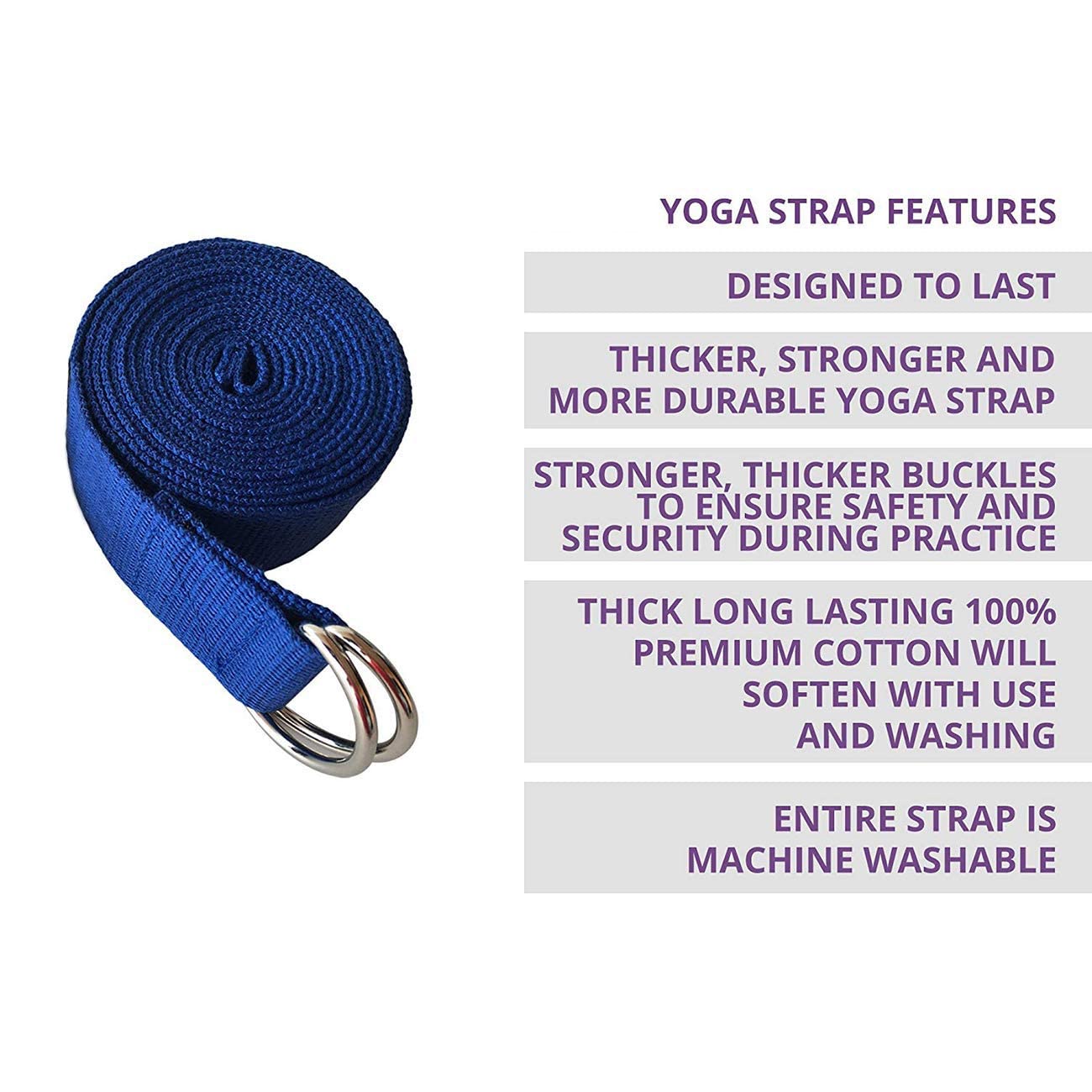 Uheng 5-Pack Yoga Exercise Adjustable Straps 8Ft OR 10Ft with Durable D-Ring for Pilates & Gym Workouts Yoga Fitness | Hold Poses, Stretch, Improve Flexibility & Maintain Balance