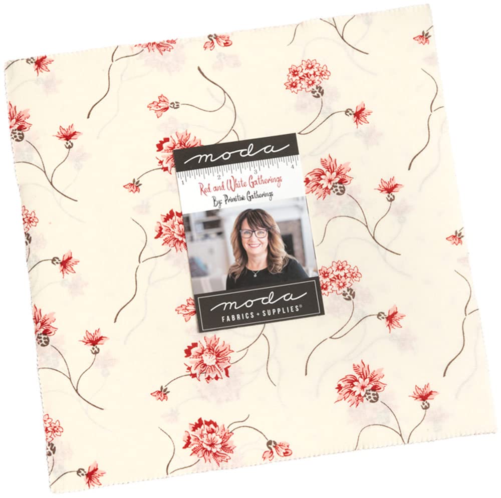 Red and White Gatherings Layer Cake®, 42-10" Precut Fabric Quilt Squares by Primitive Gatherings