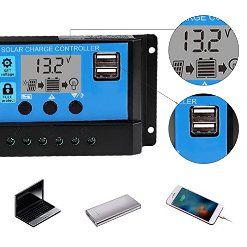 Solar Charge Controller, 60A/50A/40A/30A/20A/10A 12V 24V Auto Solar Charge Controller PWM Controller (50A)