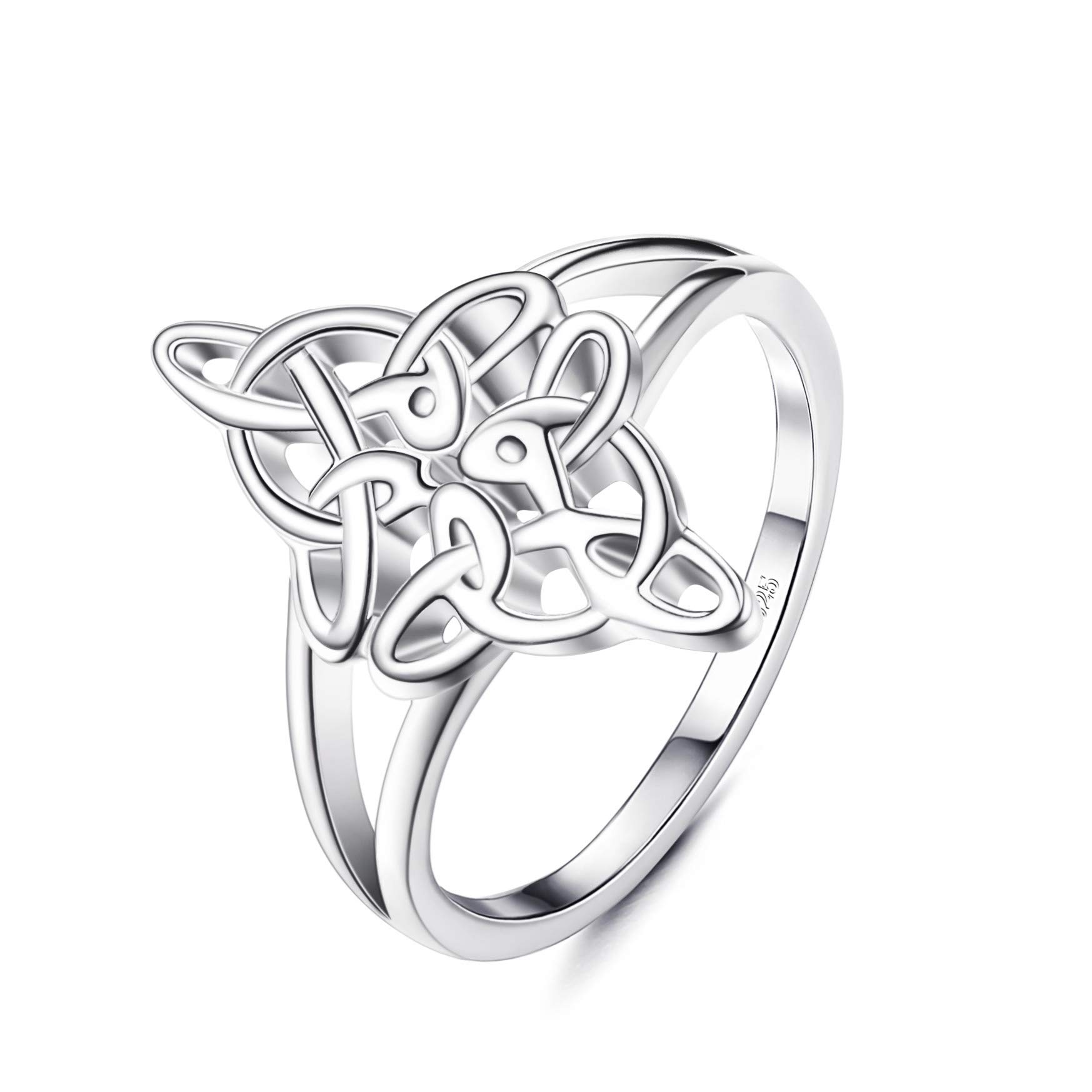 Sllaiss 925 Sterling Silver Celtic Knot Ring for Women Good Luck Irish Vintage Band Stackable Rings Celtic Love Knot knuckle Ring (5)