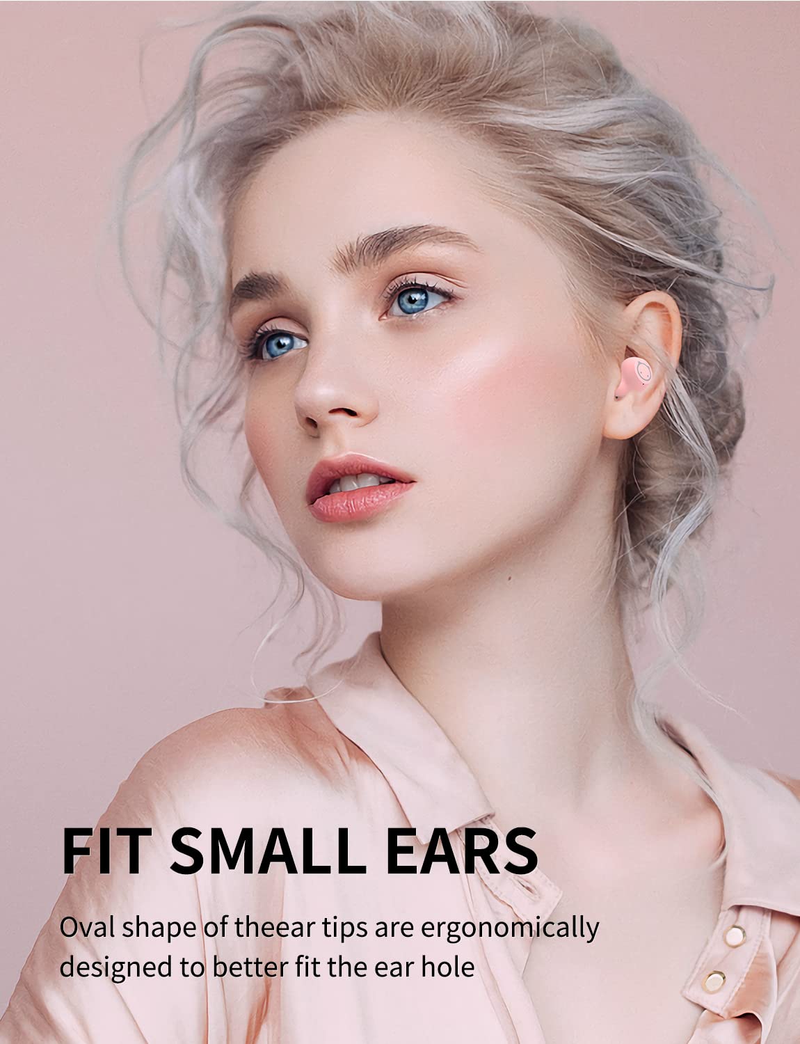 Togetface Bluetooth Kids Earbuds, Pink Wireless Earbuds for Girls and School Classroom Earpods Small Ears Headphone Earphones Airpods in-Ear Headset