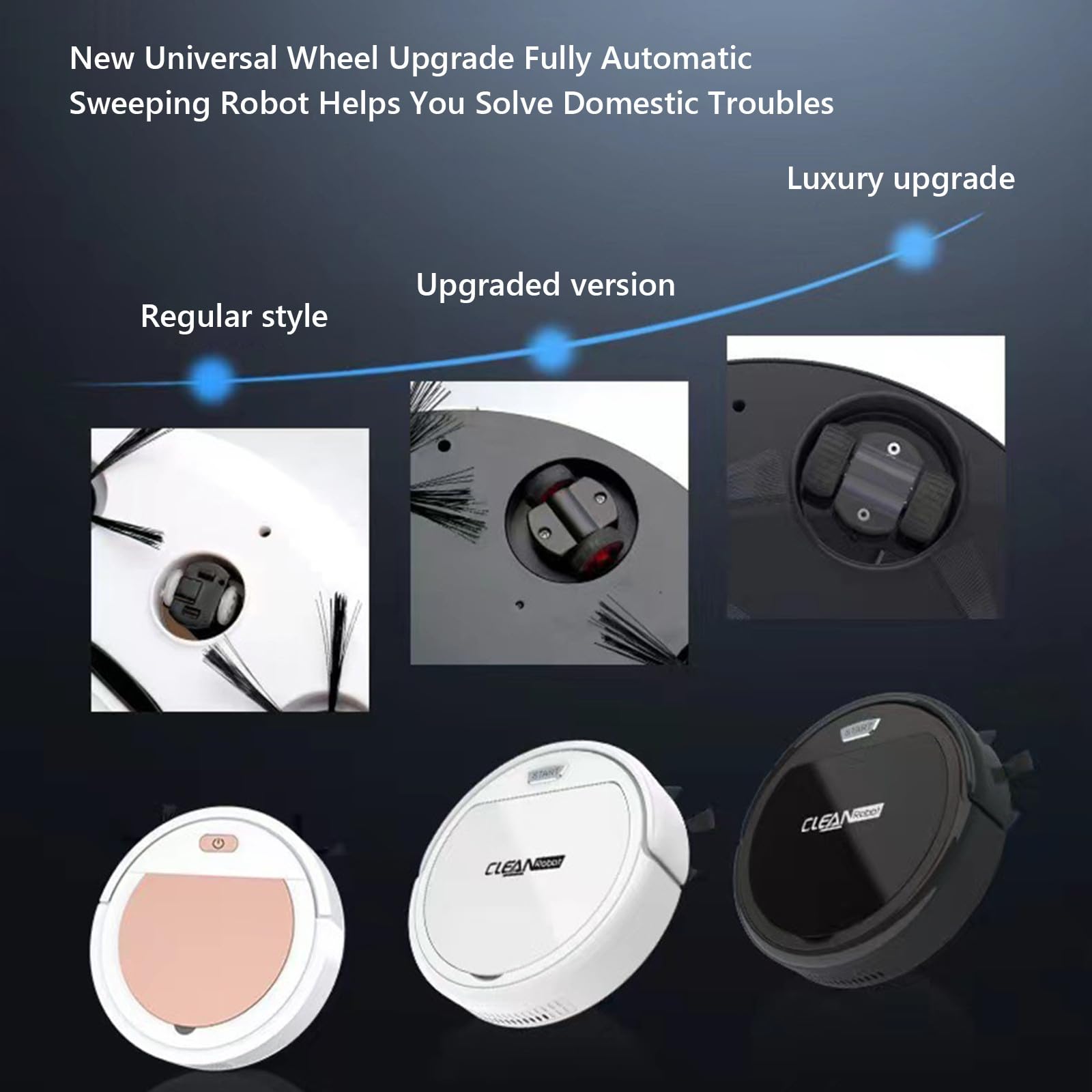 Robot Vacuum and Mop, 3 in 1 Robotic Vacuum Cleaner with Watertank/Dustbin/Brush, Blocked by Hair, Self-Emptying, Reactive Tech Obstacle Avoidance, Ideal for Hard Floor