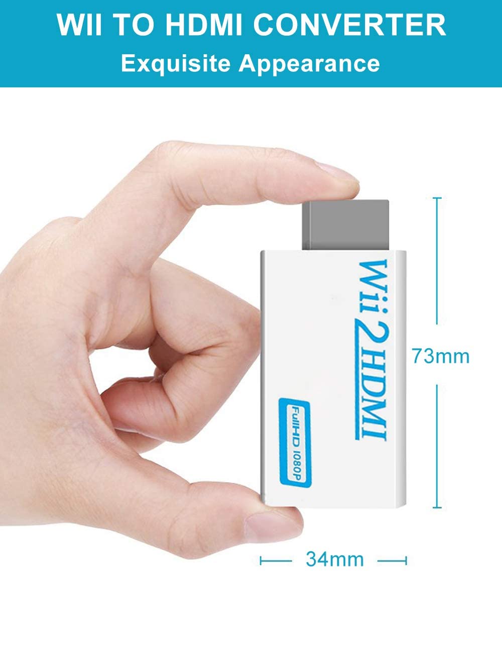 TPFOON Upgraded Version Wii to HDMI Converter + High Speed HDMI Cable - Wii2 HDMI 1080P 720P HD Connector with 3.5mm Audio Jack Support All Wii Display Modes, Compatible with Full HD Devices